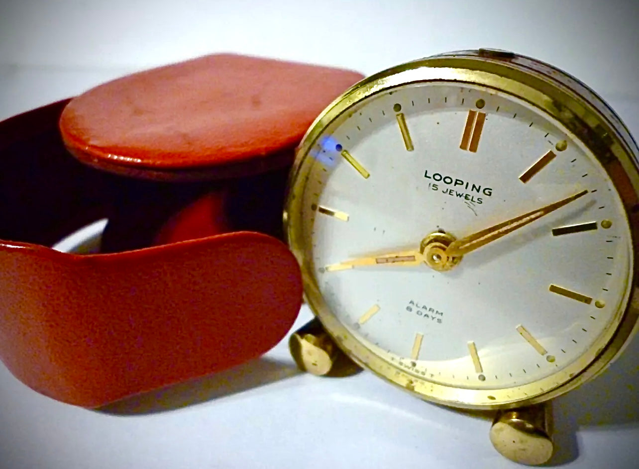 12. Looping 8 DAYS 15 Jewels Travel Alarm Clock With Case As Is To res ...
